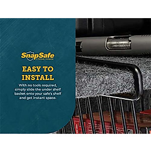 SnapSafe Hanging Shelf Large Basket, 76011 - Coated Wire Basket Maximizes Storage for Documents, Gun Accessories, & Ammo - Easy Access Under Shelf Storage for Gun Safes - Holds Up to 40 Pounds