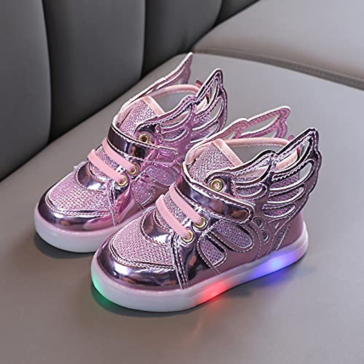 Kids Baby Luminous Walking Shoes Led Light Girls Sport Bling Children Baby Shoes Toddler Shoes Sports Shoes (Pink, 5-5.5Years Little Kid)