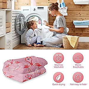 udten Flamingo Blanket Gift for Lovers, Flamingo Flannel Throw Blanket for Girls Women, Couple Gift for Wife Husband, Wedding Love Anniversary Throws for Teens Adults Birthday Gift(50" x 60")