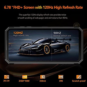 OUKITEL WP21 Rugged Smartphone Unlocked, Dual Screen 17GB+256GB Helio G99, 120Hz 6.78" FHD+, 9800mAh Battery 66W Fast Charge 64MP Camera 20MP Night Vision Android 12 IP68/IP69K 4G Dual Sim NFC OTG GPS