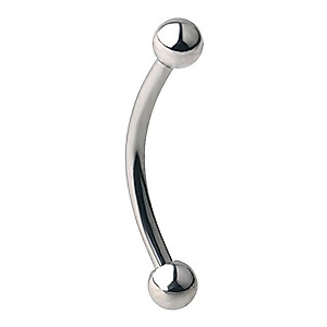 Ruifan Lot of 10 Eyebrow Piercing Jewelry Curved Barbell with Ball Kit Eyebrow Tragus Lip Ring 16g 16 gauge 12mm