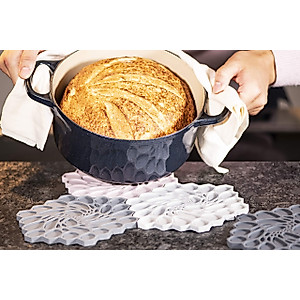 modern-twist 7 x 7" Hive Silicone Trivet, Heat Resistant Up To 675°F, Non Slip, Protects Table From Heat, Cloud, Pack of 1