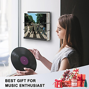 Vinyl Record Holder, 2Pack Wall Mount Vinyl Record Storage Holder, Heavy Duty Metal Vinyl Record Display Shelf, Fits 30 LP's Vinyl Records Organizer Stand, Black