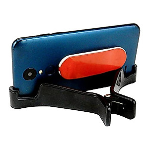 Universal Cell Phone Stand for Desk V Shape Tech Clip, Strong Spring Clamp with Soft Pad for Vertical and Horizontal Screen Viewing - Black