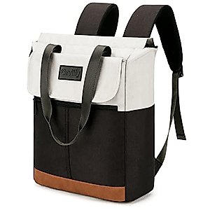Orvilly Laptop Tote Backpack Purse for Women, Stylish College School Travel Casual Daypack Bookbag, Work Shopping Small Bag Light Weight For Men Girls Boys Student Fits 14 Inch Netbook-Black