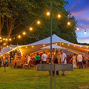 Slsy String Light Poles Stand for Outside, 5 Prong Fork Backyard Outdoor Lights Pole, Poles Stand for Patio, Garden, Christmas, Yard. (9 FT x 30 mm)