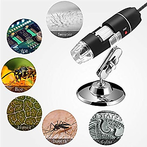Jiusion 40 to 1000x Magnification Endoscope, 8 LED USB 2.0 Digital Microscope, Mini Camera with OTG Adapter and Metal Stand, Compatible with Mac Windows 7 8 10 11 Android Linux
