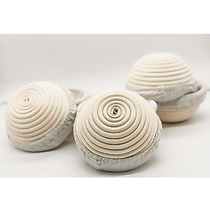 6 PCS Natural Rattan Brotform Banneton Proofing Basket Round Bread Basket for Baking Dough (5 Inch)