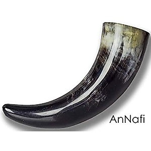 AnNafi® Original Natural Bull Horns I Handcrafted Cow Horn Set LARP SCA I ALE – Medieval Authentic Viking Drinking Horn I Curved Style Horns | Viking & Game of Thrones Fan Collection (Set of 3)
