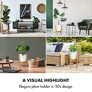 Fox & Fern Mid Century Modern Plant Stand, Indoor Plant Stand, Plant Holder, Corner Plant Stand Indoor, Plant Stands for Indoor Plants - EXCLUDING Plant Pot - Adjustable Width 11" to 15" - Bamboo