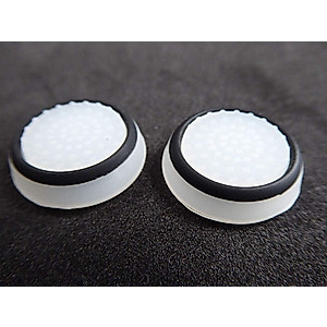 Silicone Analog Thumb Grip Stick Cap Cover Joystick Cap Thumbstick Cover for Switch NS NX Joy-Con Controller (White - Black) 2