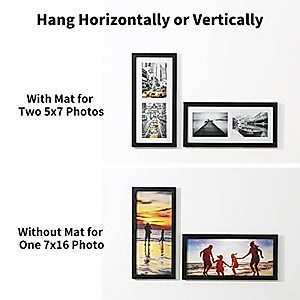 UMICAL 5x7 Picture Frame bundle with 8x8 Picture Frames Set of 2 Display 6x6 or 4x4 Pictures with Mat
