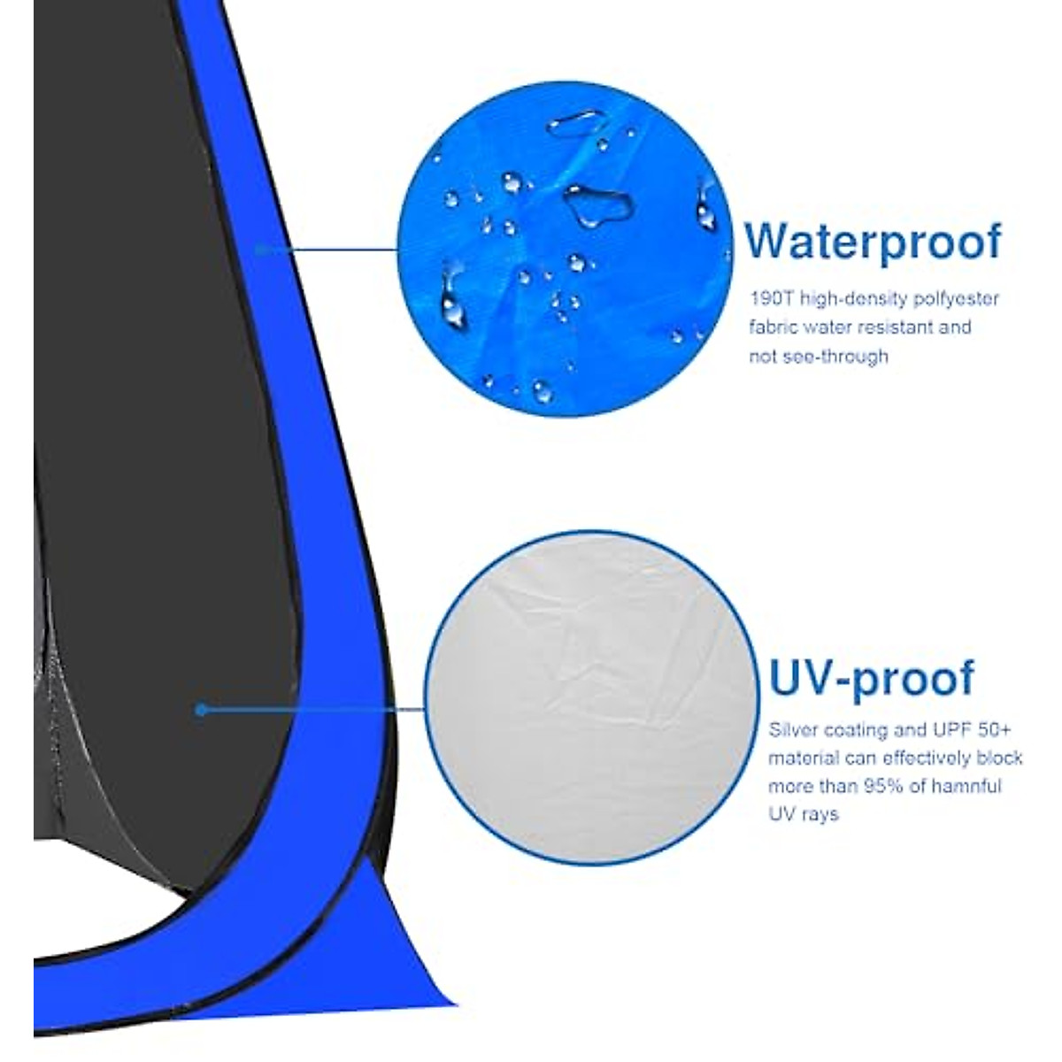 TUKAILAI Portable Pop Up Privacy Tent, Outdoor Camping Bathroom Toilet Shower Tent Spacious Dressing Changing Room for Hiking Beach Picnic Fishing, Instant Rain Shelter with Carrying Bag (Blue)