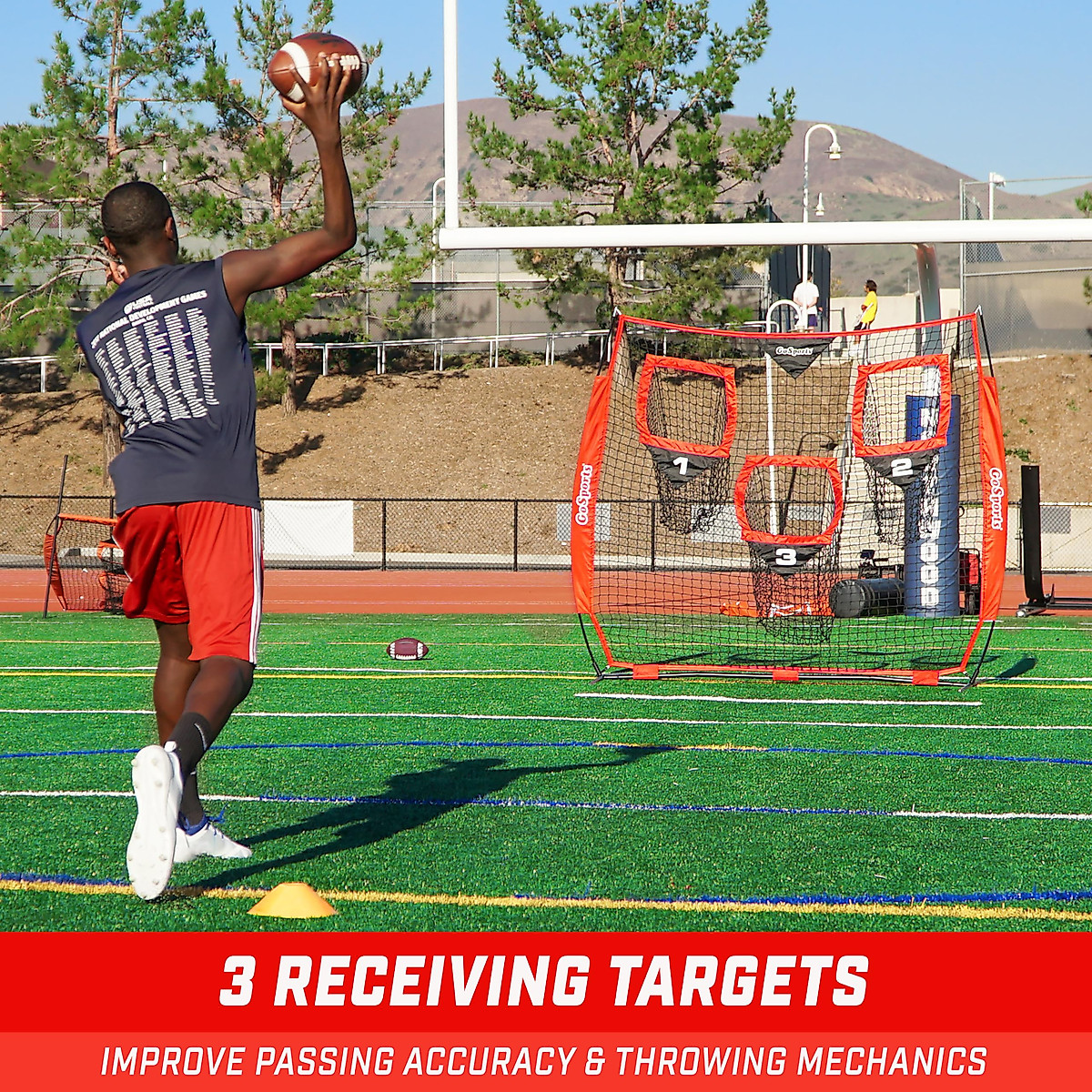 GoSports 6 x 6 ft Football Throwing Net - Red