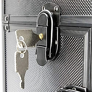 Ver Beauty 3-in-1 Professional 4 Removable Wheels Rolling Aluminum Art Craft Supplies Makeup Tattoo Artist Tool Case Organizer Easy-Slide Extendable Trays with Dividers Mirror, Black Dot