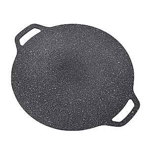 Korean Style Round Grill Pan, High Thermal Conductivity Non stick Barbecue Plate Aluminum Material Korean BBQ Grill Pan, Multifunctional Stove Plate for Meats, Pancakes, Ribs(30CM)