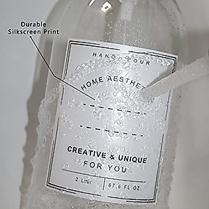 Unalilia Empty Plastic Laundry Liquid Dispenser Set - Large Soap Detergent Container (67.6 oz) Clear Reusable Pump Bottle for Detergent, Softener, Bleach, 2 Pack