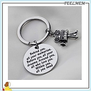 FEELMEM Movie Camera Keychain Film Director Gift Film Student Gift Filmmaker Gift Behind You All Memories Before You All Your Dream Keychain Movie Jewelry Film Keyring Gift (Movie Camera Keychain)