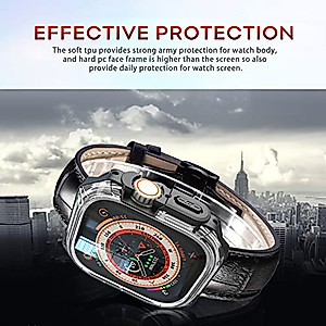 Armor Case for Apple Watch Ultra 49mm Case, Soft Matte Bumper + Hard Clear Face Frame, Military-Grade Anti-Scratch & Shockproof Watch Cover for Apple Watch Ultra Case 49mm Accessories - Black