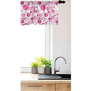 Ambesonne Pink Polka Dots Window Valance, Monotone Print of Circles in Different Sizes on a Plain Backdrop, Curtain Valance for Kitchen Bedroom Decor with Rod Pocket, 42" x 12", Pink Pale Pink White