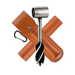 Survival Settlers Tool Hand Bushcraft Auger Drill, Manual Auger Wrench Scotch Eye Wood Drill Bit Outdoor Wood Peg and Hole Maker for Bushcrafting, Survival Wilderness Camping (Brown)