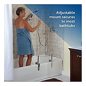 Carex Tri-Grip Bathtub Rail with Chrome Finish - Bathtub Grab Bar Safety Bar For Seniors and Handicap - For Assistance Getting In and Out of Tub, Easy to Install on Most Tubs