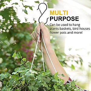 Waitkey 6 Pack Large S Hooks for Hanging, 5 inch Heavy Duty Metal S Hooks with Safety Buckle S Shaped Hooks Pot Rack Closet Hooks for Hanging Plants, Clothes, Kitchen Utensil, Pots, Pans, Bags