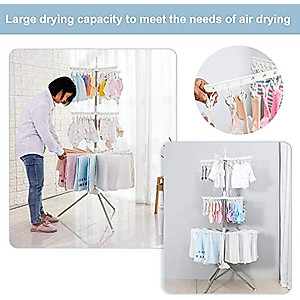 GOTOTOP Tripod Clothes Drying Rack, Collapsible Portable Tripod Clothes Drying Rack Simple Indoor Outdoor with 4 arms for Laundry Hanging Towels Baby Clothes Socks Underwear(Ivory White)