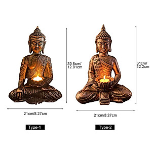MOOUS Meditating Buddha Candle Holder Meditating Buddha Tea Light Holder Buddha Statue Candle Holder for Terrace Garden Home Decor Home Aromatherapy Accessory
