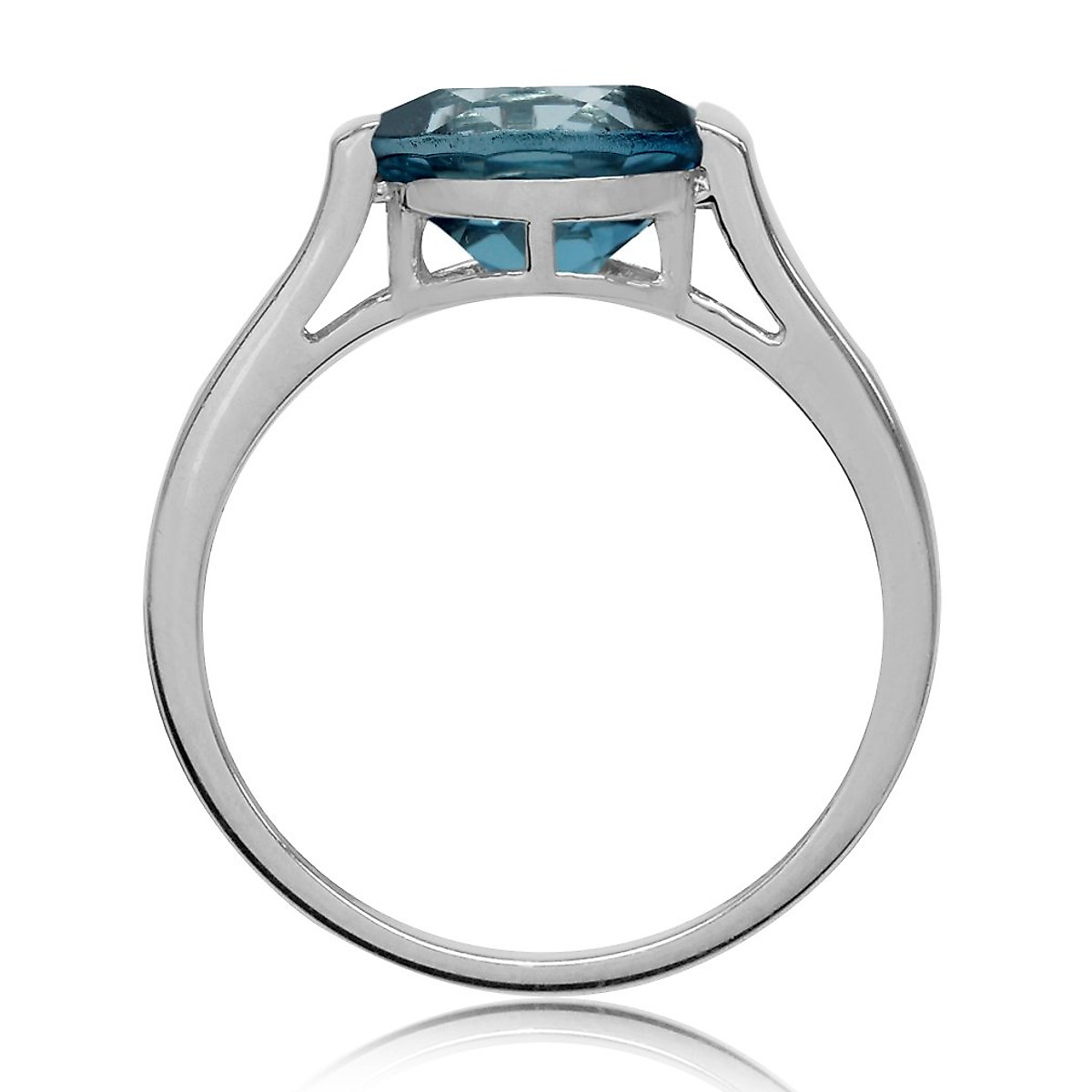 Silvershake 3.08ct. 10X8mm Genuine Oval Shape London Blue Topaz 925 Sterling Silver East-West Solitaire Ring Size 6