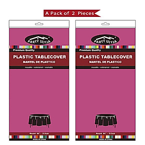 PARTY ULYJA Hot Pink Plastic Tablecloths 2 Pack Fuchsia Disposable Table Covers 84 Inch Circle Magenta Birdal Shower PEVA Cerise Table Cloths for Picnic Birthday Wedding's 6 ft Round Table Use