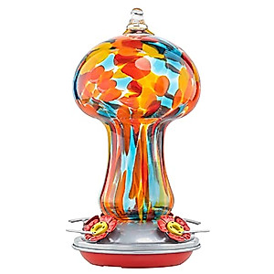 Muse Garden Gifts for Women Hummingbird Feeders for Outdoors Hanging Ant and Bee Proof, Blown Glass Hummingbird Feeder with Ant Moat, Christmas Gardening Gifts for Women Mom, 28OZ, Hawaii Polka Dots