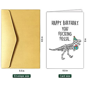 Chenive Funny Getting Older Birthday Card for Him Her, Rude Birthday Card for Man Women, Happy Birthday You F*cking Fossil
