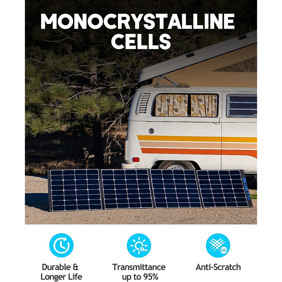 BLUETTI SP350/350W Solar Panel for AC200MAX AC200P AC300 B230 B300 EB240 Solar Generators, Foldable Portable Solar Power Supply with Adjustable Kickstand, Off Grid System for Outdoor Adventure Road