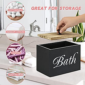 Tampon Storage Bathroom Container with Lid, Tampon Holder for Bathroom, Countertop Organizer Storage Box Tampons and Pad Organizer, Wood Movable Partition Feminine Product Organizer for Cosmetics