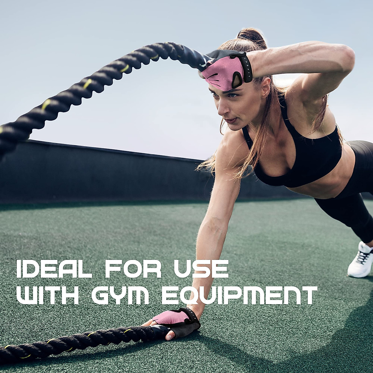 LIFECT Essential Breathable Workout Gloves, Weight Lifting Gloves with Curved Open Back, for Powerlifting, Gym, Crossfit, Women and Men (Pink, Medium)