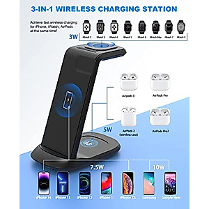 Wireless Charging Station,3 in 1 Fast Charger Stand Compatible with iPhone 14/13/12/11 Pro Max/X/Xs Max/8/8 Plus, iWatch Series ultra/8/7/6/5/SE/4/3/2, AirPods 3/2/pro/pro 2