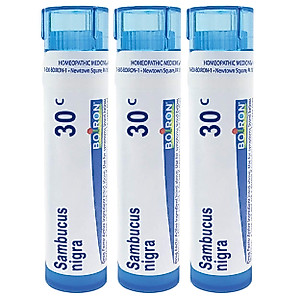 Boiron Sambucus Nigra 30c Homeopathic Elderberry Medicine for Hoarseness with Painful Cough and Nasal Congestion - Pack of 3 (240 Pellets)