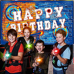 Dart Battle Gun Happy Birthday Backdrop Birthday Party Supplies Backdrop Dart Battle Gun Backdrop Dart Battle Target Water Gun Backdrop for Boy's Birthday Party Themed Party Decorations