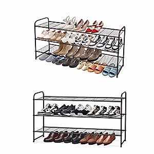 KEETDY Long 3 Tier Shoe Rack and 3-Tier Long Shoe Rack for Closet Entryway