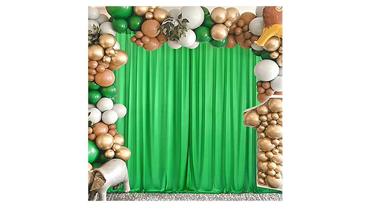 Green Backdrop Curtain 10ft x 7ft for Events & Photography