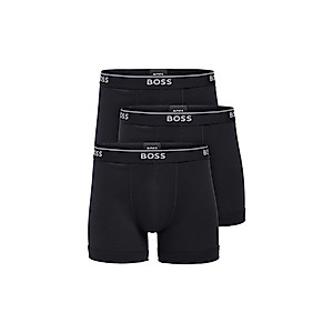 BOSS Men's 3-Pack Cotton Boxer Brief, True Black, Medium