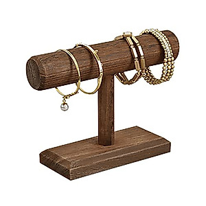 Ikee Design Antique Wooden Display Jewelry Accessory Stand, Bracelet Scrunchie Holder Display for Store, Showcase and Home, Brown Color, 7.9" W x 2.9" D x 5.5" H