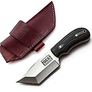 GCS Handmade G10 Handle D2 Tool Steel Tactical Hunting Knife with leather sheath Full tang blade designed for Hunting & EDC GCS 248