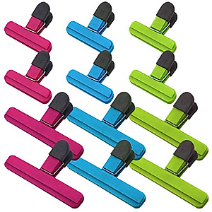 Pack of 12 Chip Bag Clips, SourceTon Heavy Duty Food Clips (6 Large & 6 Small Size) Assorted Colors for Coffee and Food Bags