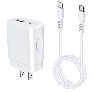 25W Super Fast Charger Type C Dual Port Samsung Fast Charging Block for Galaxy A35 A55 A15 5G A25 S24 Ultra S23 FE Z Flip 5 Z Fold 5 A14 A54 A13 A53 A23,PD Power Adapter with 6FT Type C to C Cable