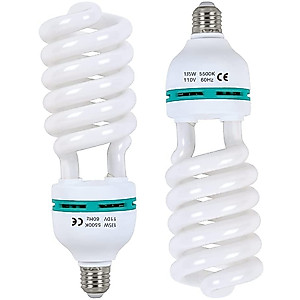 2pcs 135W Light Bulb 5500K CFL Daylight Spiral Softbox Lighting Kit Bulb in E27 Socket for Photography Photo