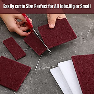 Eaasty 15 Pieces 6 x 4 Inch General Purpose Hand Pads Including 10 Pieces White Scouring Pad 5 Pieces Maroon General Purpose Scuff Pads for Scuffing Sanding Automotive Car Auto Body Woodworking