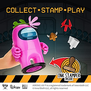 P.M.I. Among Us Action Figure | One of Four 6.7-Inch-Tall Among Us Toys + 5 Hidden Hats & Accessories| Among Us Party Favors and Playable Collectibles | Pink Crewmate Among Us Toy