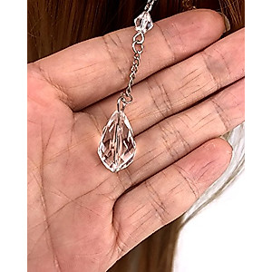 QTMY Moon Rhinestone Tassel with Crystal Beads Charms Hair Clip Pin Hair Chain Jewelry Hair Accessories (Silver)